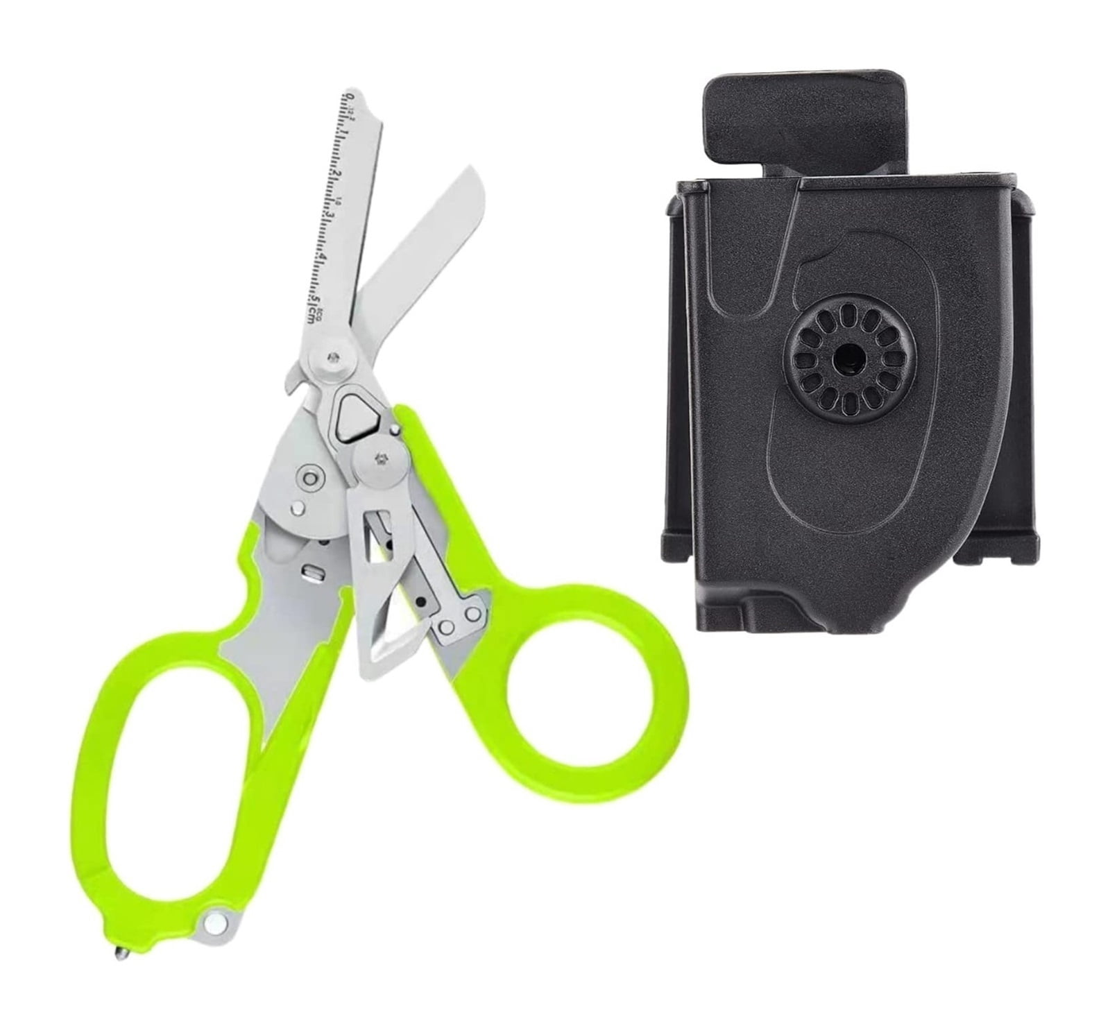 Rescue Emergency Multitool Shears with Folding Scissors, 6 in 1 First Aid Glass Breaker with ...