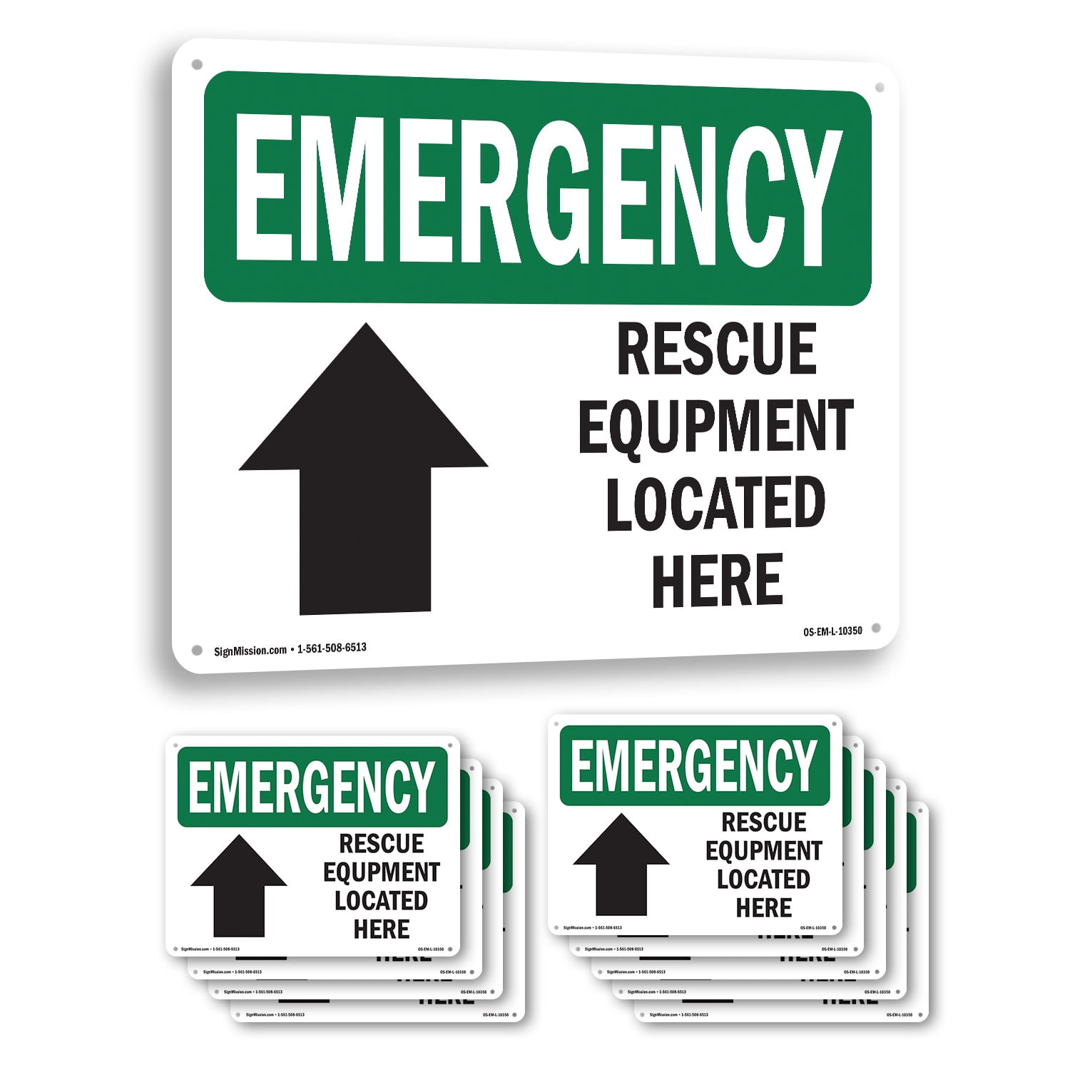 Rescue Equipment Located Here OSHA Emergency Aluminum Sign 18 Inch x 12 ...