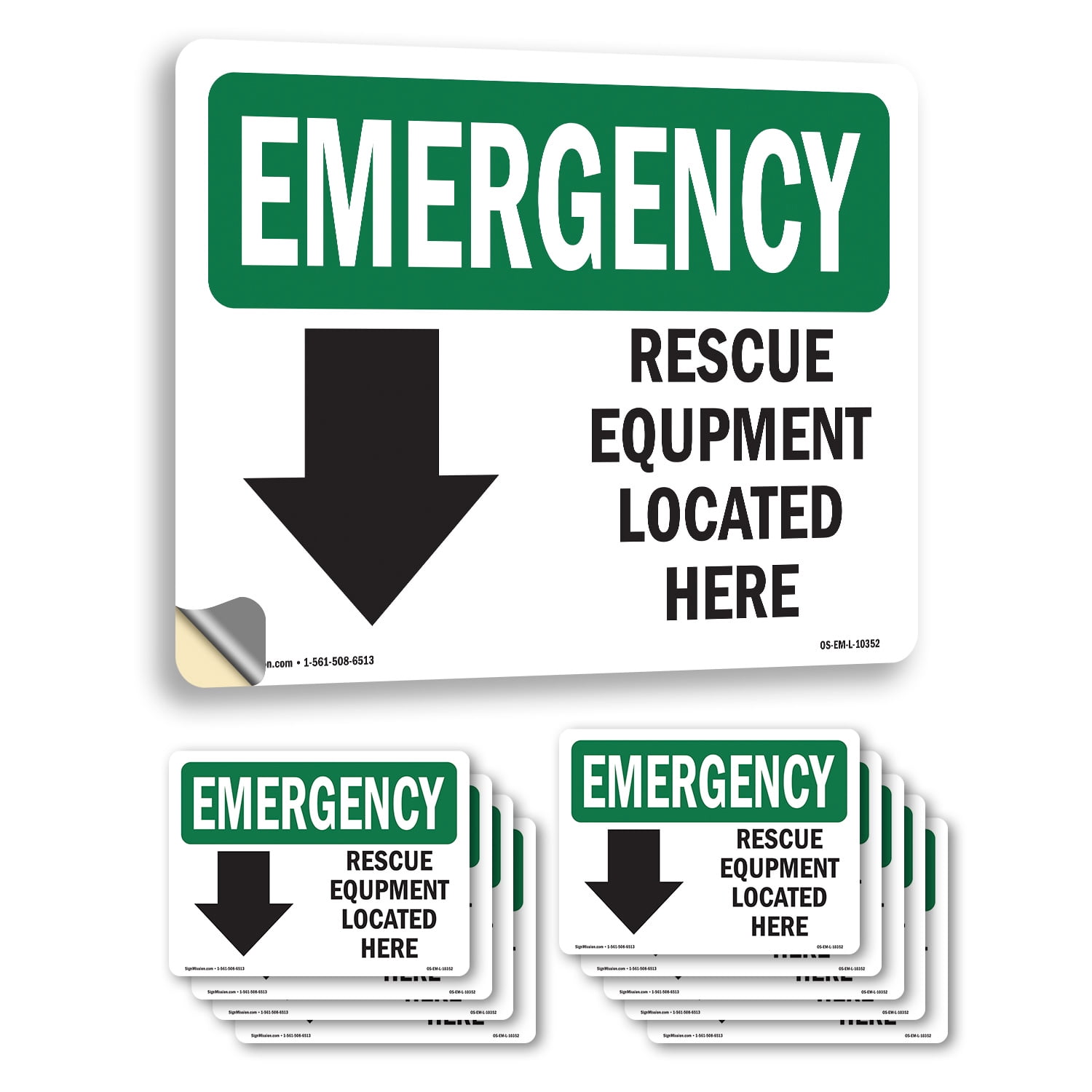 Rescue Equipment Located Here OSHA Emergency Vinyl Decal Label 10 Inch ...