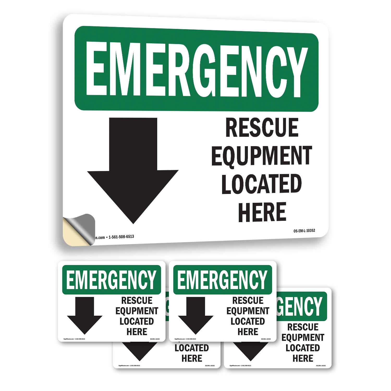 Rescue Equipment Located Here OSHA Emergency Vinyl Decal Label 10 Inch ...