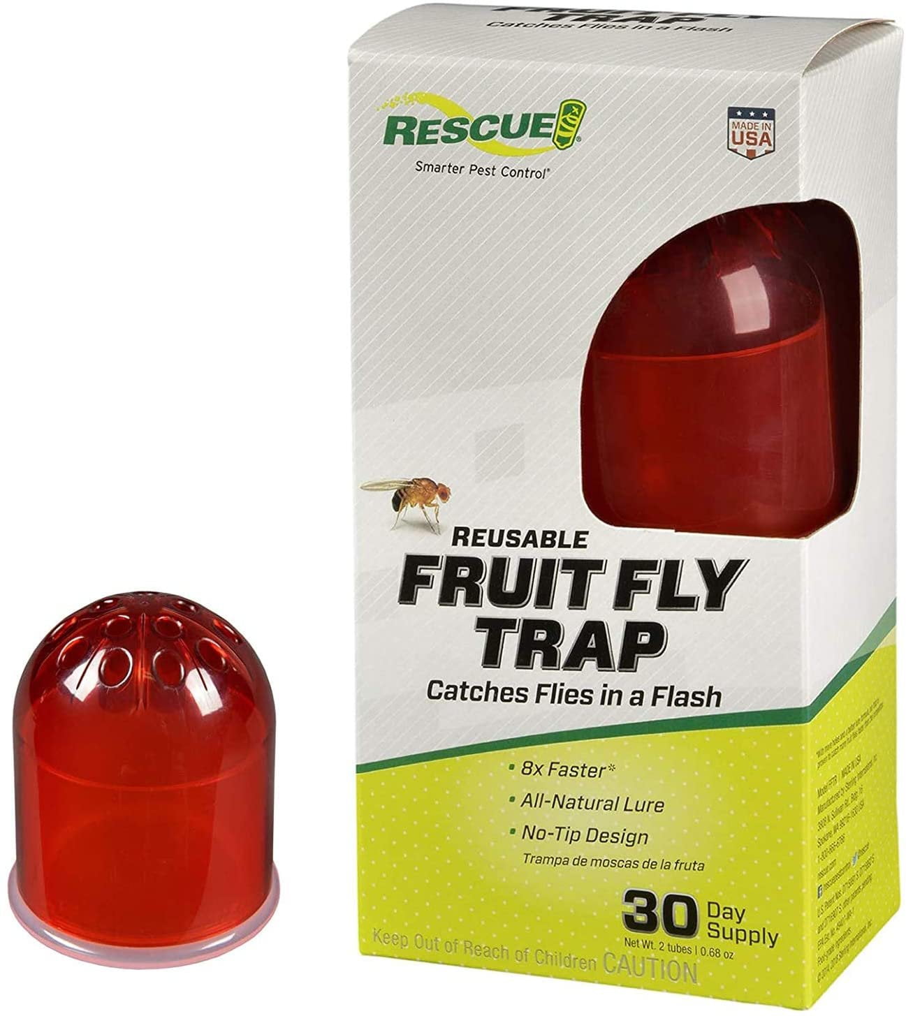 Rescue! Fruit Fly Trap FFTR-SF6 - Liquid Attractant Included - Indoor ...