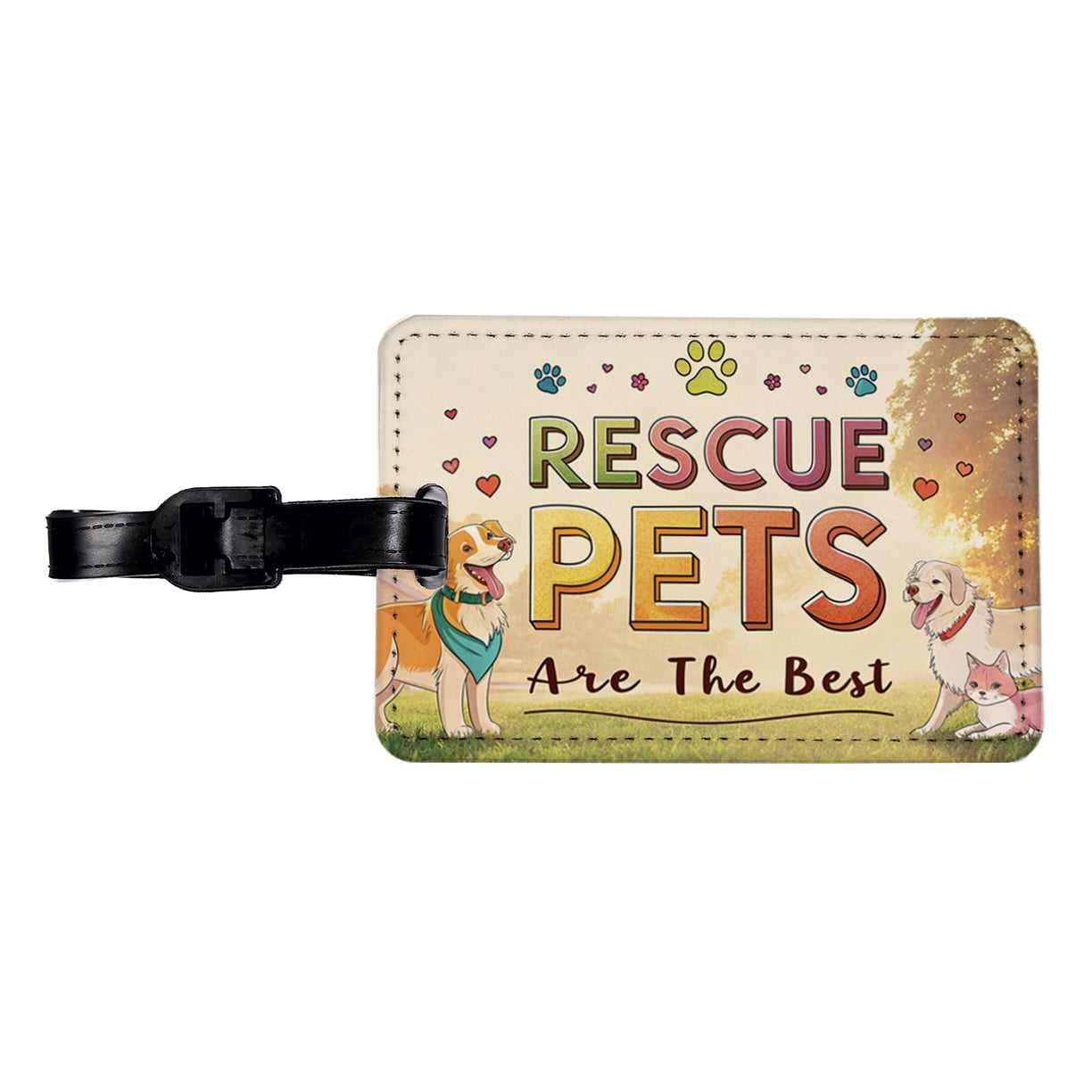 Rescue Pets Are The Best Adopt Dog Cat Faux Leather Travel Luggage Tag ...