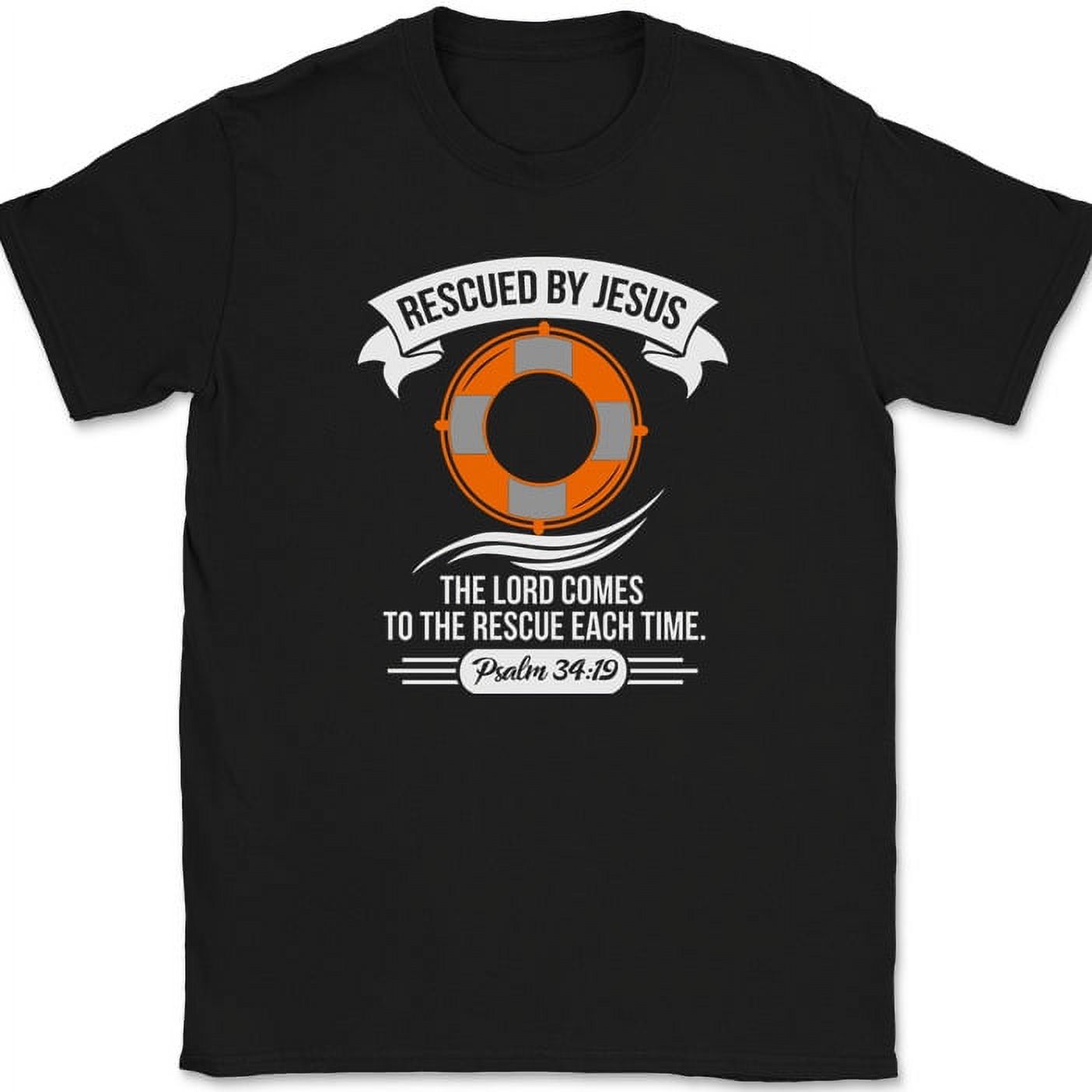 Rescued By Jesus T-Shirt Christian Religious Praise Worship Bible Tee ...