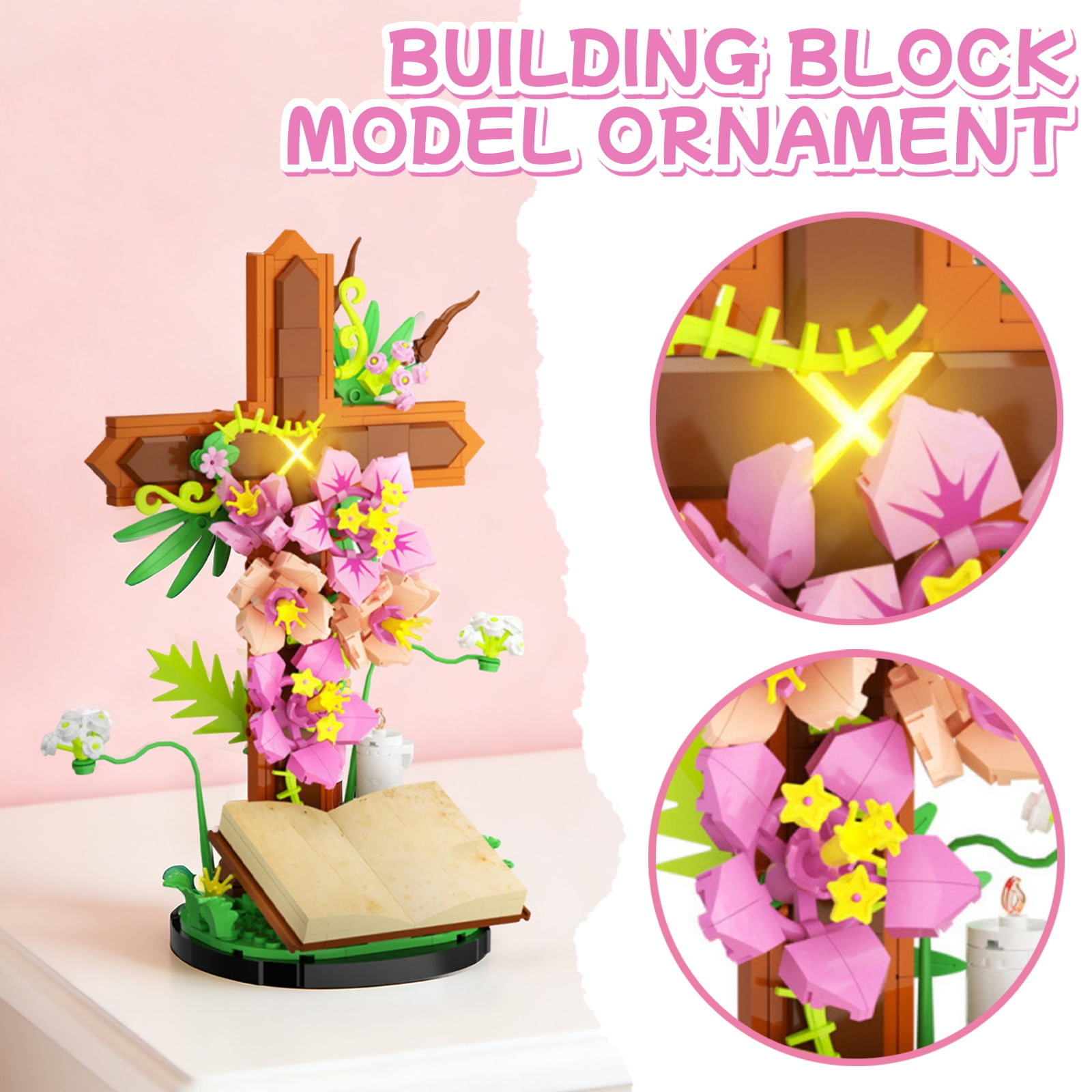 The Rescuer - Jesus Cross Building Blocks Toys, 10.6" Cross-shaped ...