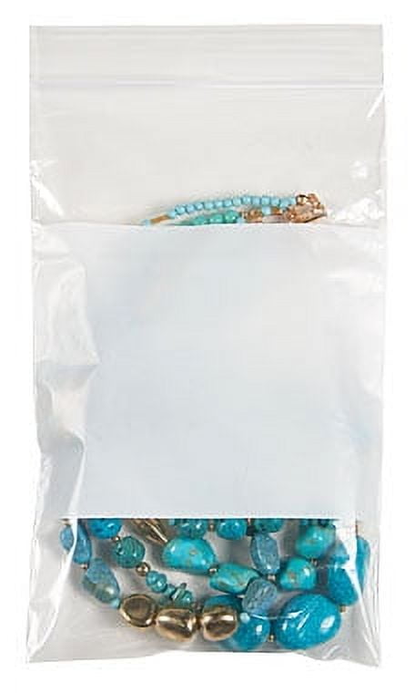 SSWBasics Resealable 5 x 8 inch Clear Plastic Bags With White Block ...