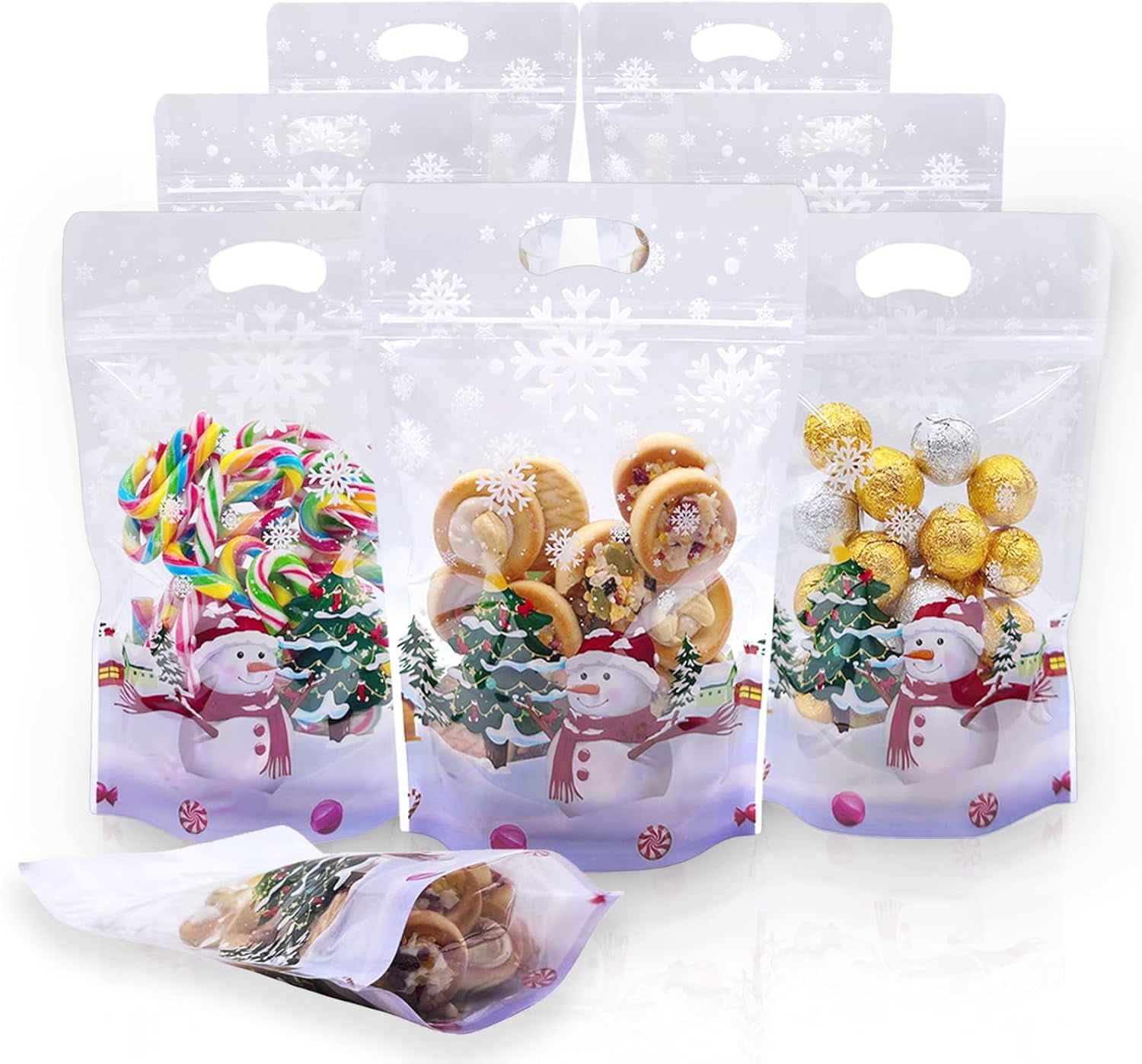 Resealable Christmas Zip Lock Bags 50PCS Clear Christmas Snowman ...