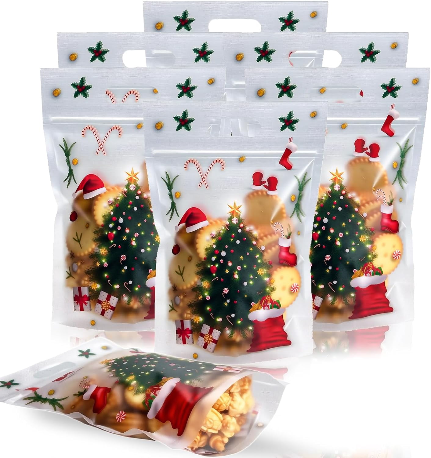 Resealable Christmas Ziplock Bags,50Pcs Clear Christmas Treat Cookie ...