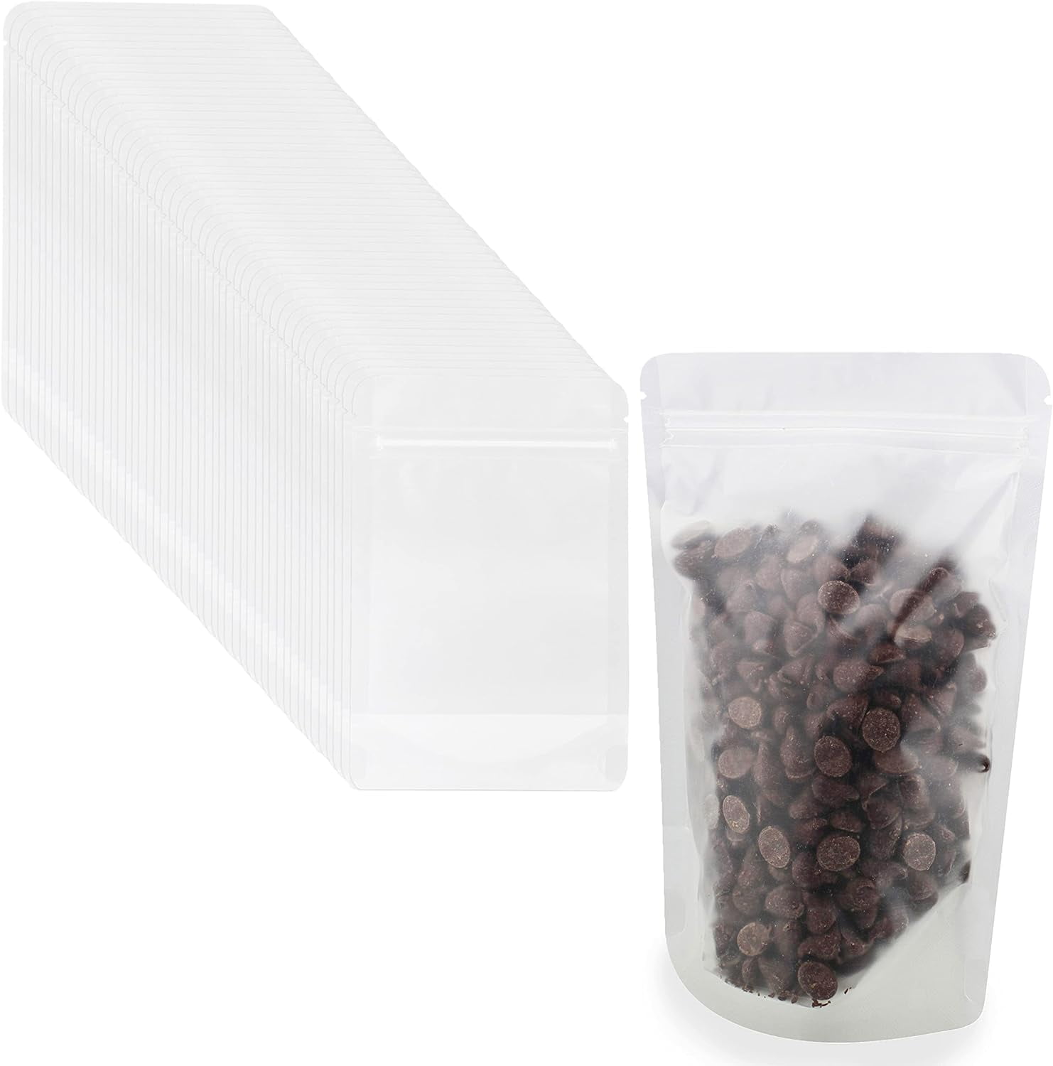 Resealable for Food Storage 50-Pack - 5x8 Inch Matte Frosted Plastic ...