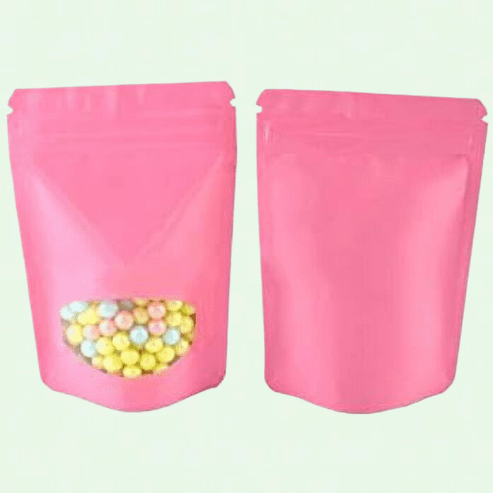 Resealable Mylar Bags, 100Pcs, Pink, 8.5x13cm, Food Pouches with Clear ...