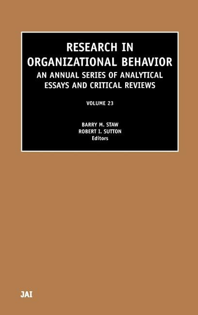 Research in Organizational Behavior Research in Organizational Behavior ...
