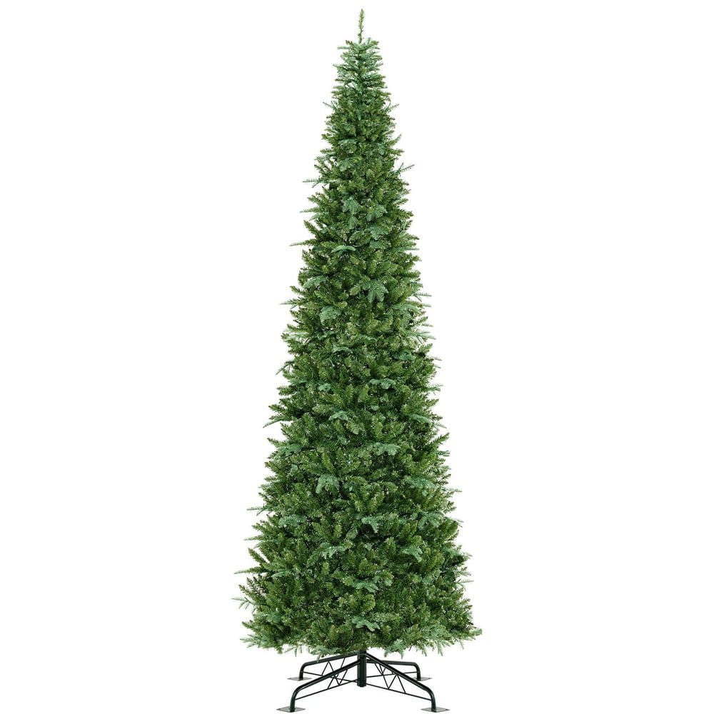 Resenkos 12-Ft Tall Pre-Lit Hinged Artificial Christmas Tree - Green ...