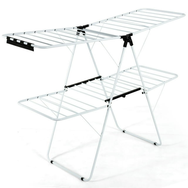 Resenkos 2-Level Foldable Clothes Drying Rack with Adjustable Gullwing ...