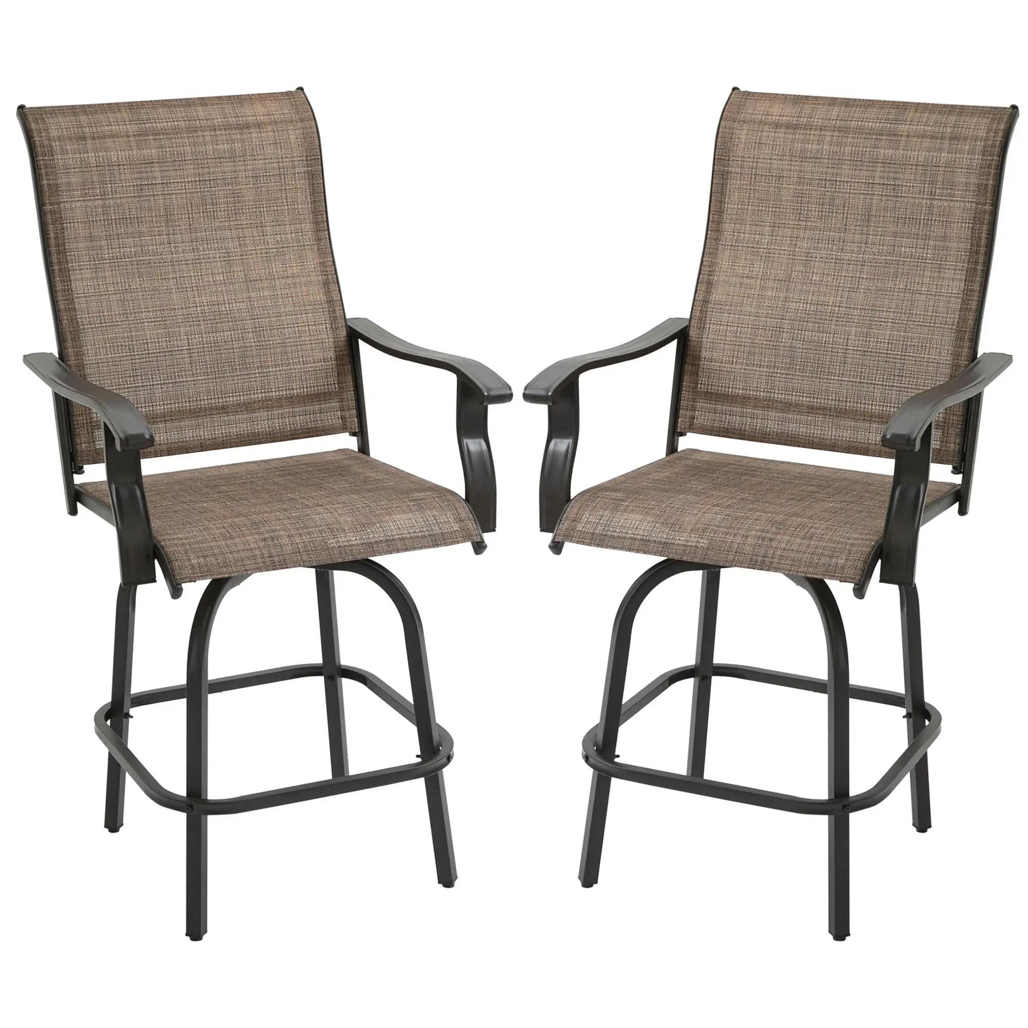Resenkos 2 Outdoor Swivel Bar Stools Set, Armrests, Bar Height Patio ...