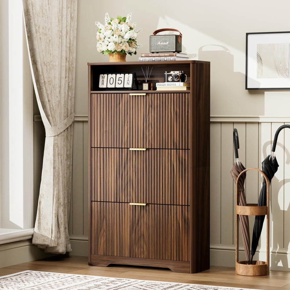 Resenkos 3-Door Flip-Drawer Shoe Cabinet, Tall Entryway Storage ...
