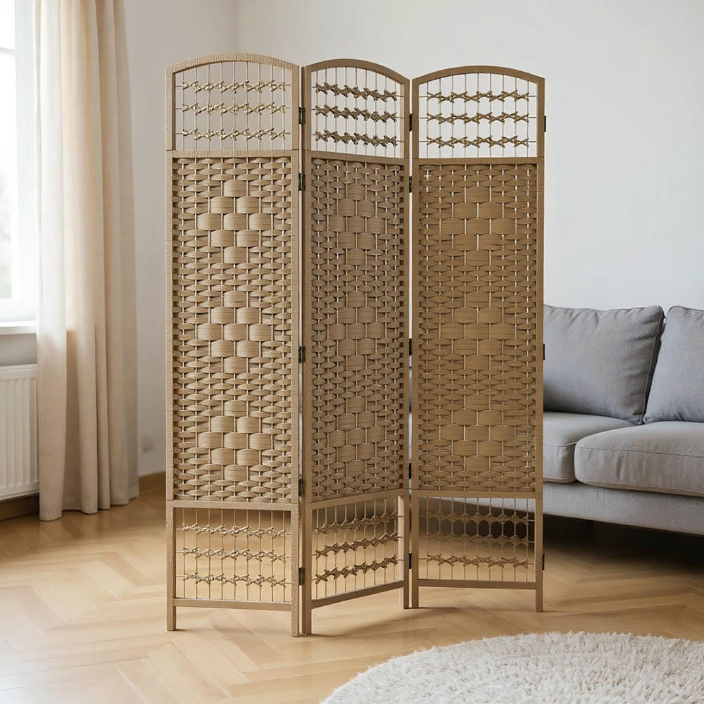 Resenkos 3-Panel Folding Room Divider - Portable Wave Fiber Privacy ...