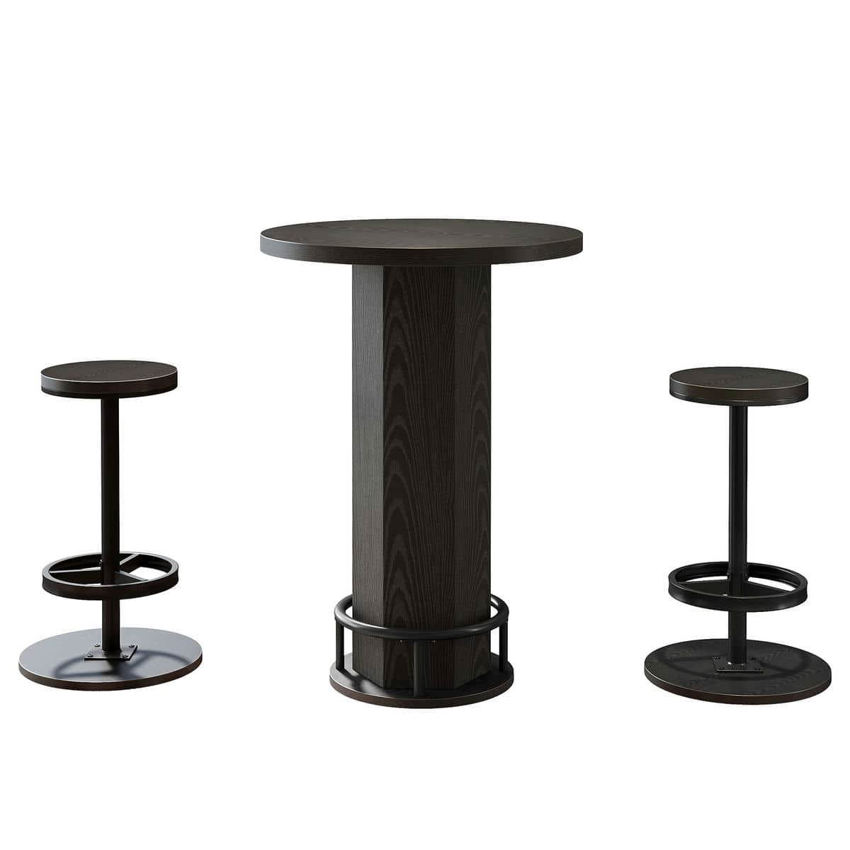Resenkos 3-Piece Pub Dining Set, Modern Round Bar Table with 2 Stools ...