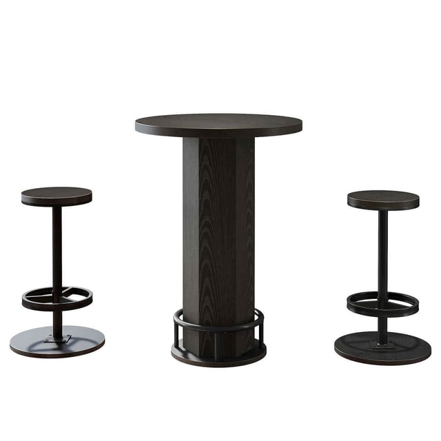 Resenkos 3 Piece Pub Dining Set, Modern Round bar Table and Stools for ...