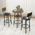Resenkos 3-Piece Round Bistro Pub Dining Bar Table Set for 2 PU ...