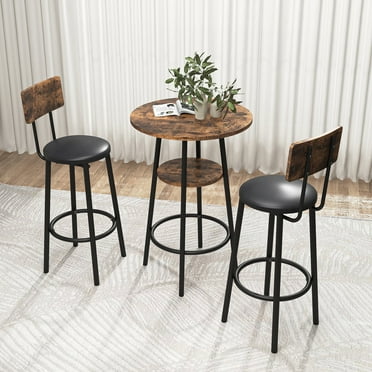 AWQM 3-Piece Bistro Dining Set, Round Kitchen Table, Faux Marble Top ...