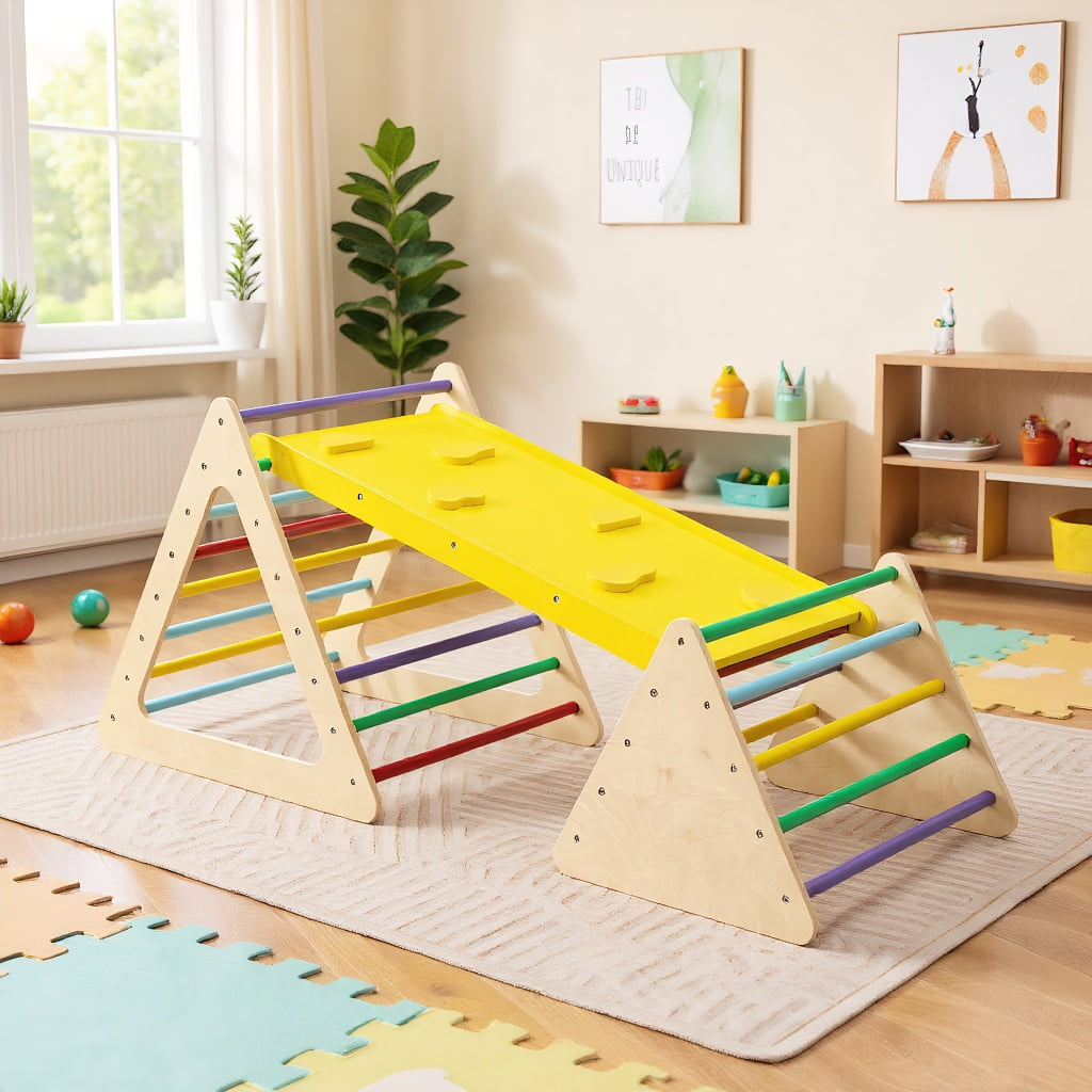 Resenkos 3 Piece Toddler Triangle Set Montessori with 2 Climbing ...
