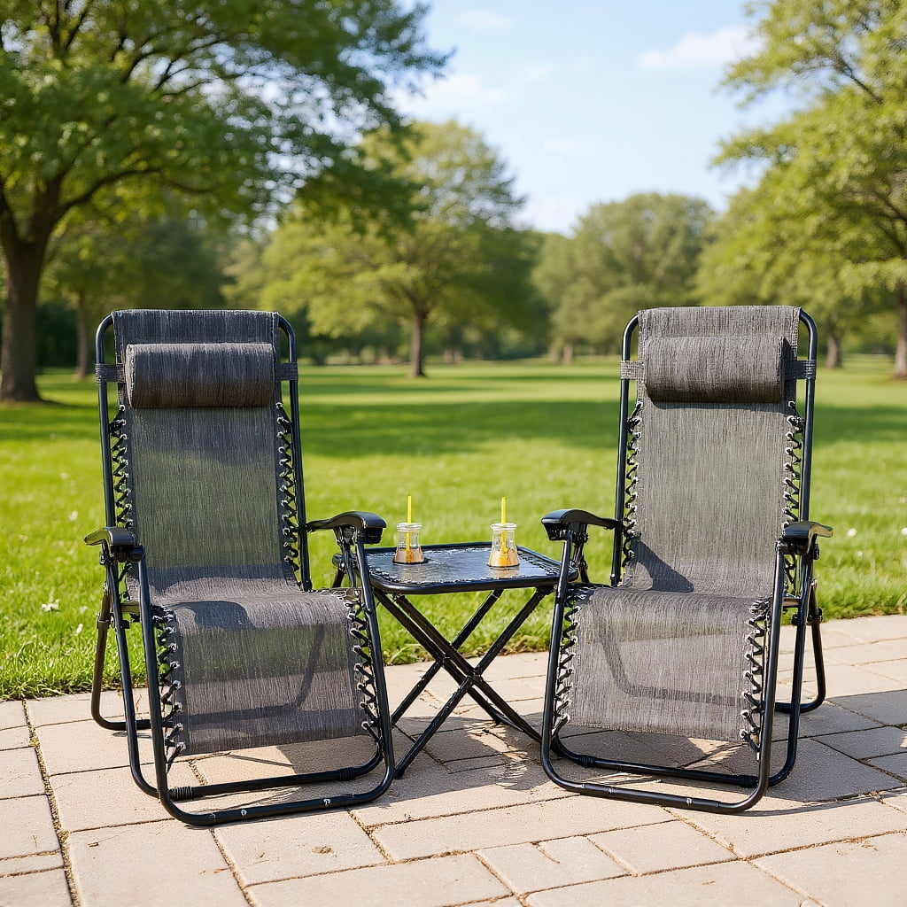 Resenkos 3 Pieces Folding Portable Zero Gravity Reclining Lounge Chairs ...