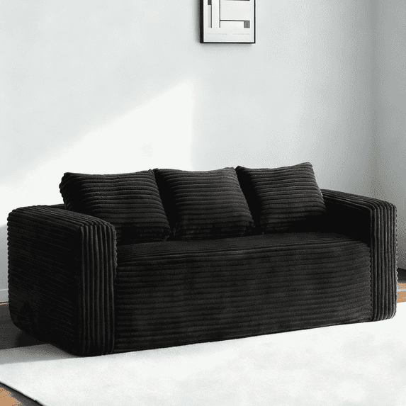Resenkos 3-Seater Cloud Sofa Couch in a Box, Deep Seat Corduroy Memory ...