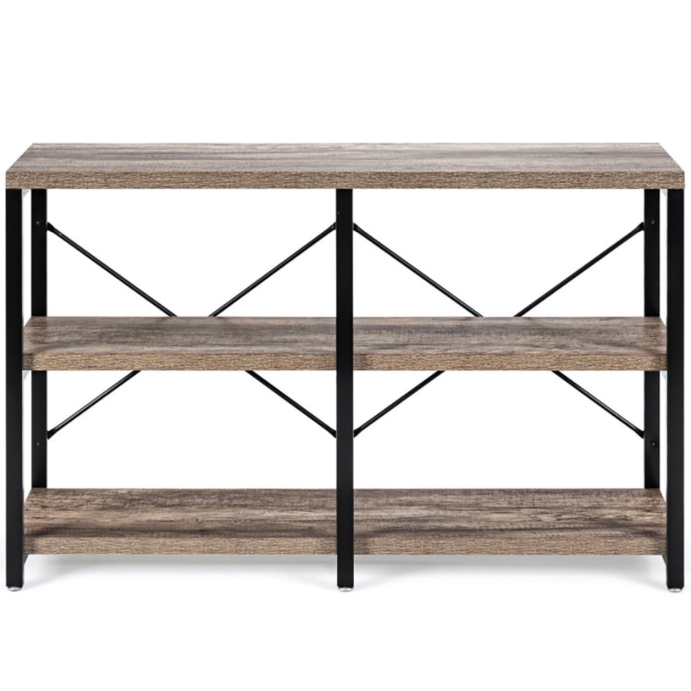 Resenkos 3 Tier 47 Inch Console Metal Frame Sofa Table-Natural, Narrow ...