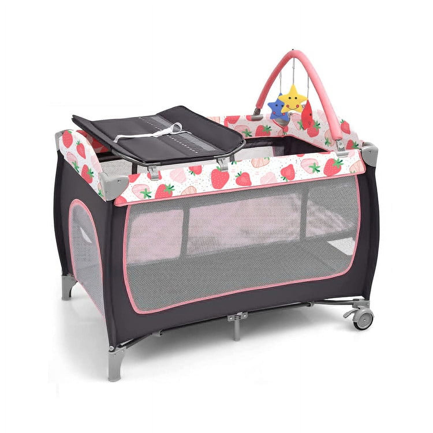Resenkos 3-in-1 Portable Baby Playard with Zippered Door and Toy Bar ...