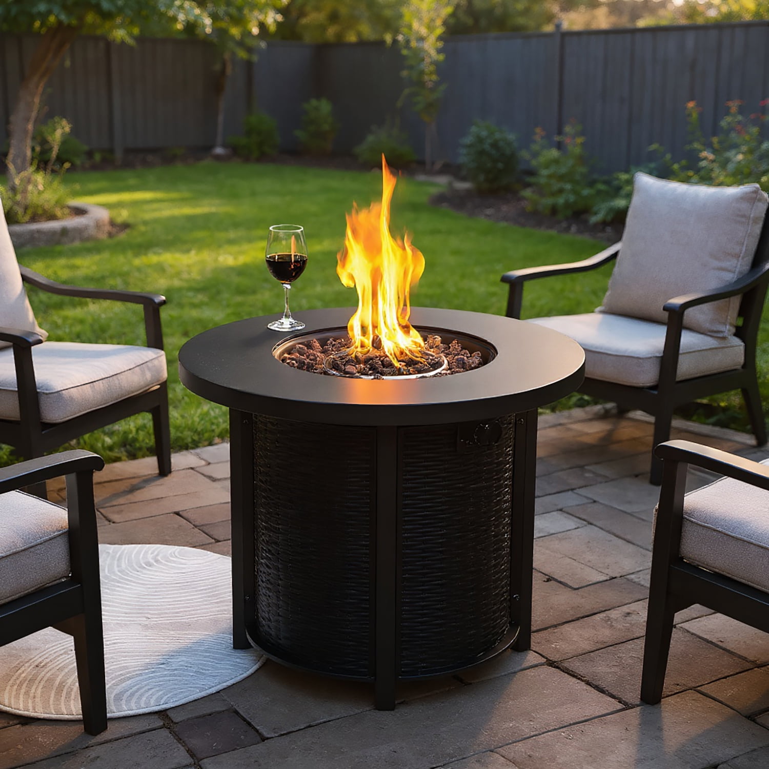 Resenkos 30inch Propane Round Fire Table 40000BTU Propane Fire Pit ...