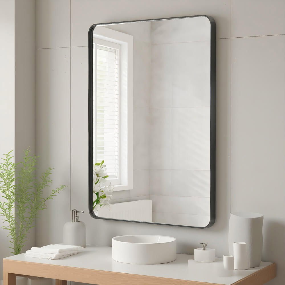 Resenkos 32x24 Inch Vertical Rectangle Wall Mirror with Rounded Corners ...
