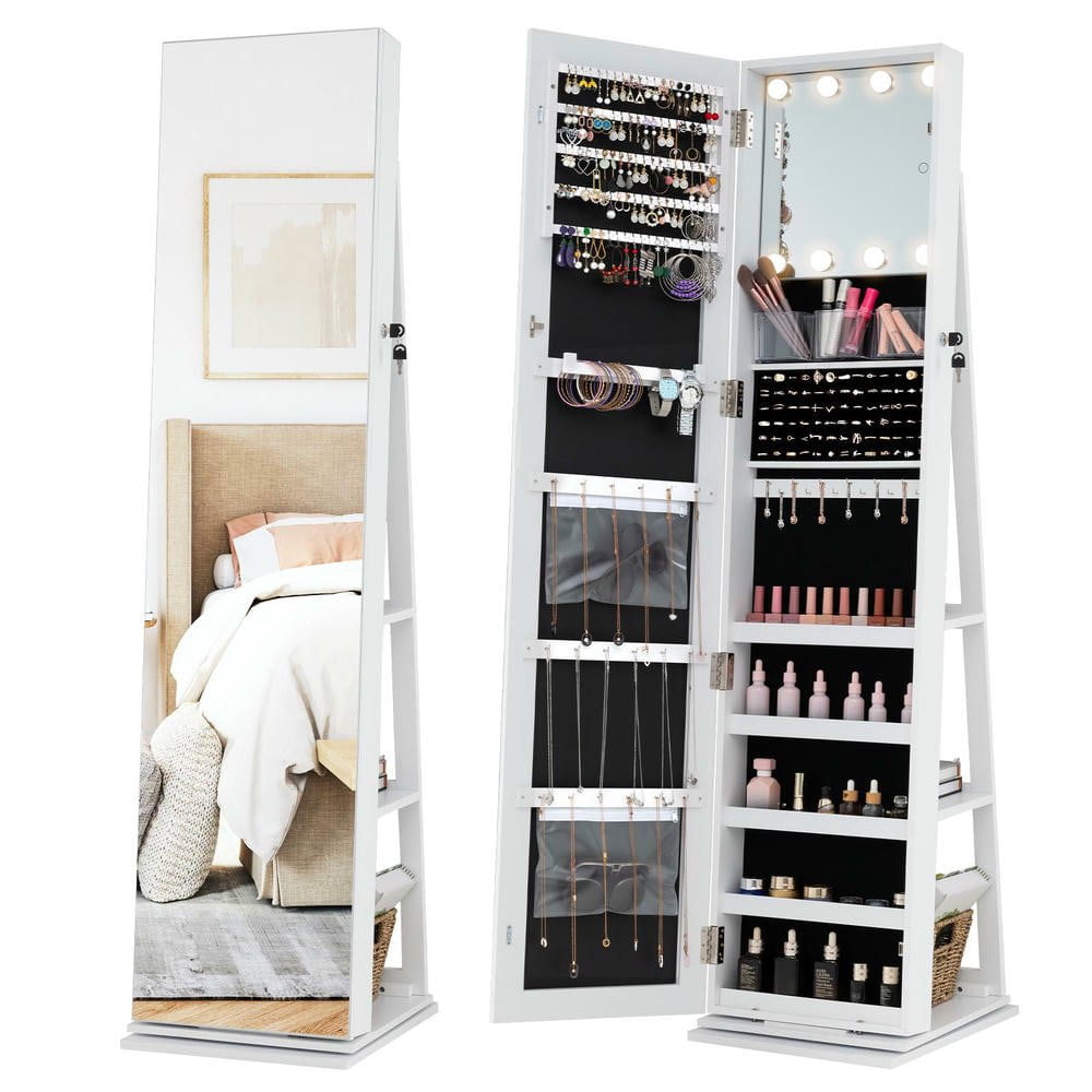 Resenkos 360° Swivel Jewelry Cabinet - Full-Length Mirror, Freestanding ...