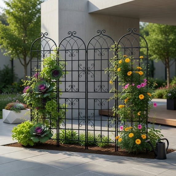 Resenkos 4-Pack Rust-Resistant Black Metal Garden Trellis – 86.7 in H x ...