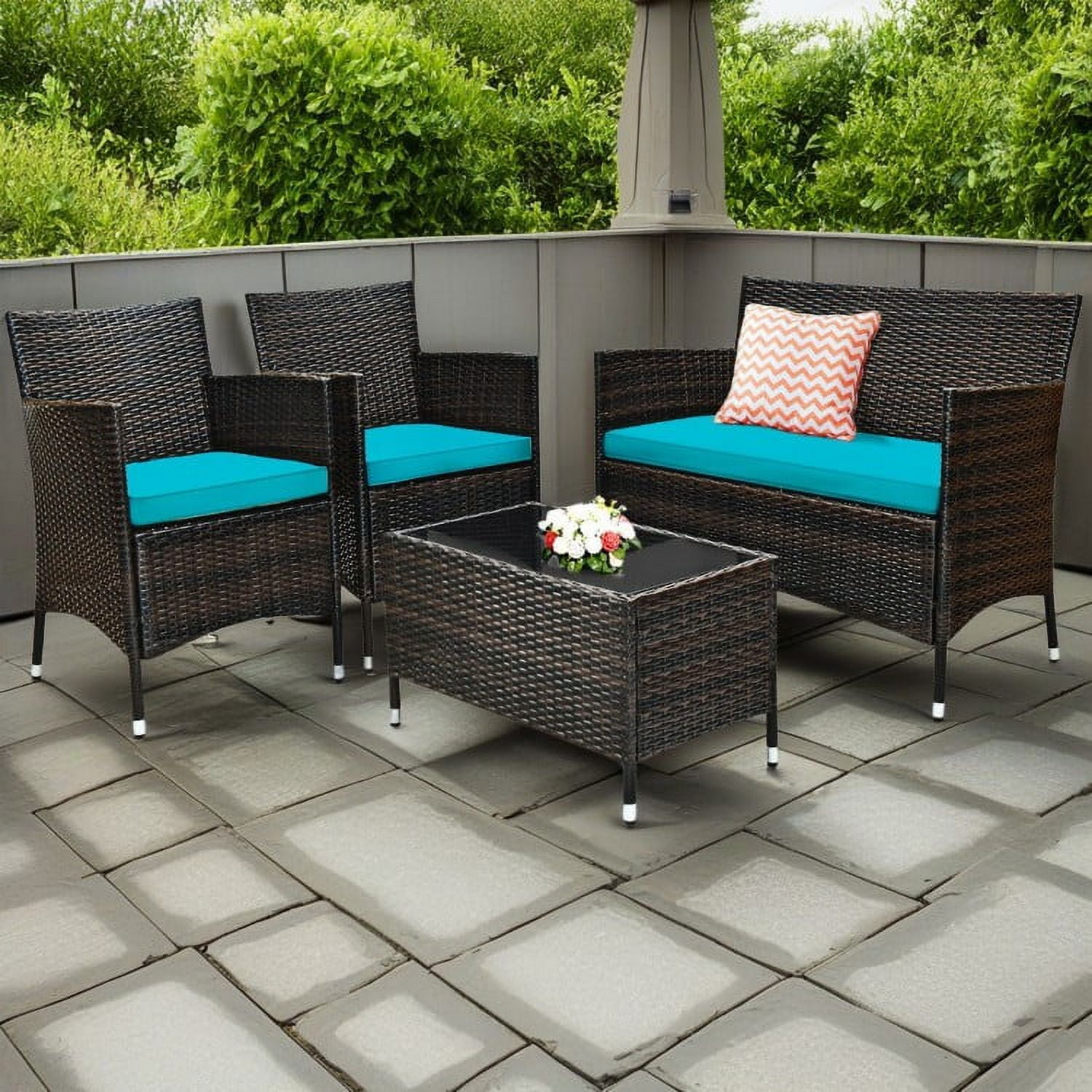 Resenkos 4-Piece Patio Furniture Set, Outdoor Sectional Sofa ...