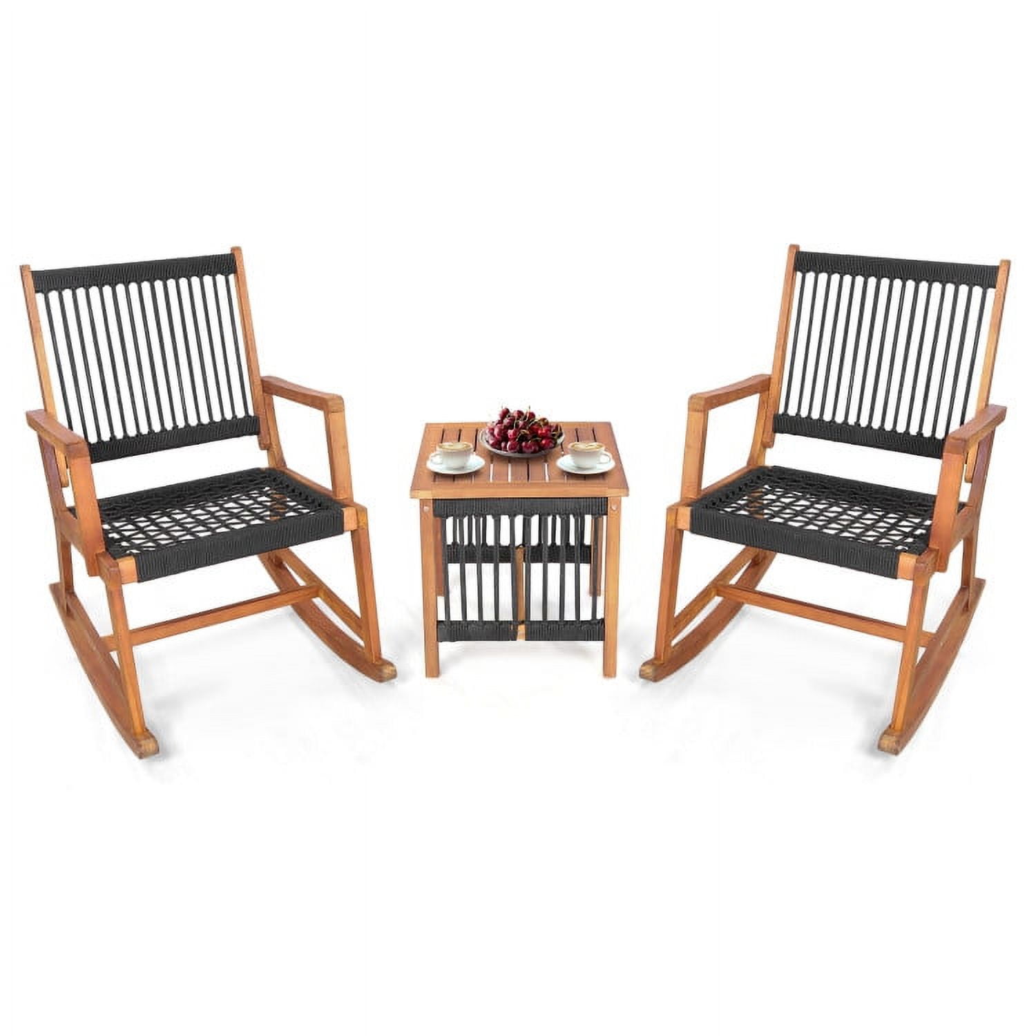Resenkos 4 Pieces Acacia Wood Patio Conversation Table and Chair Set ...