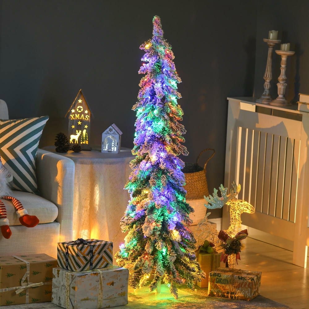 Resenkos 4' Slim Artificial Christmas Tree with Snow-Frosted Branches ...