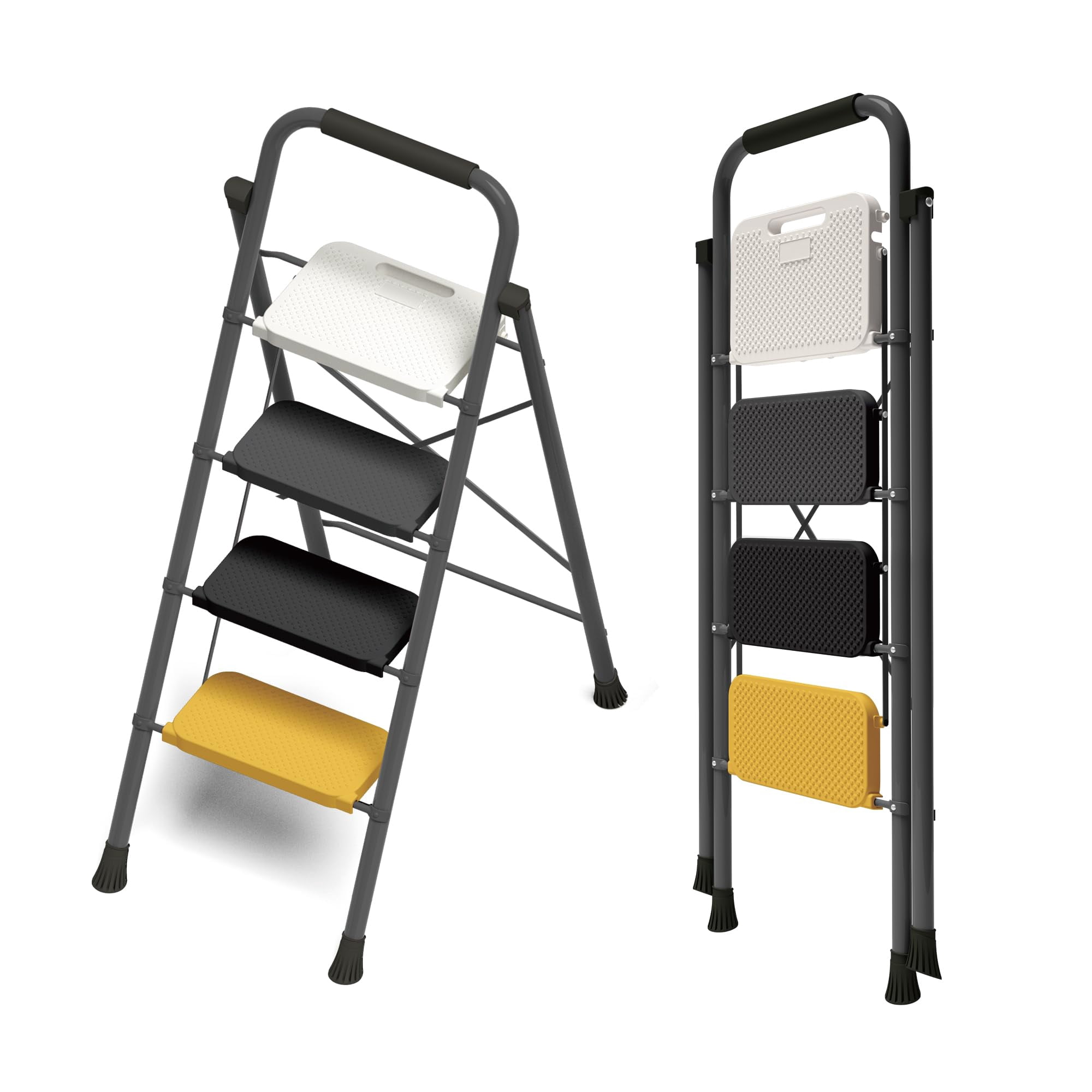 Resenkos 4 Step Ladder, Folding Step Stool with Iron Wide Pedal ...