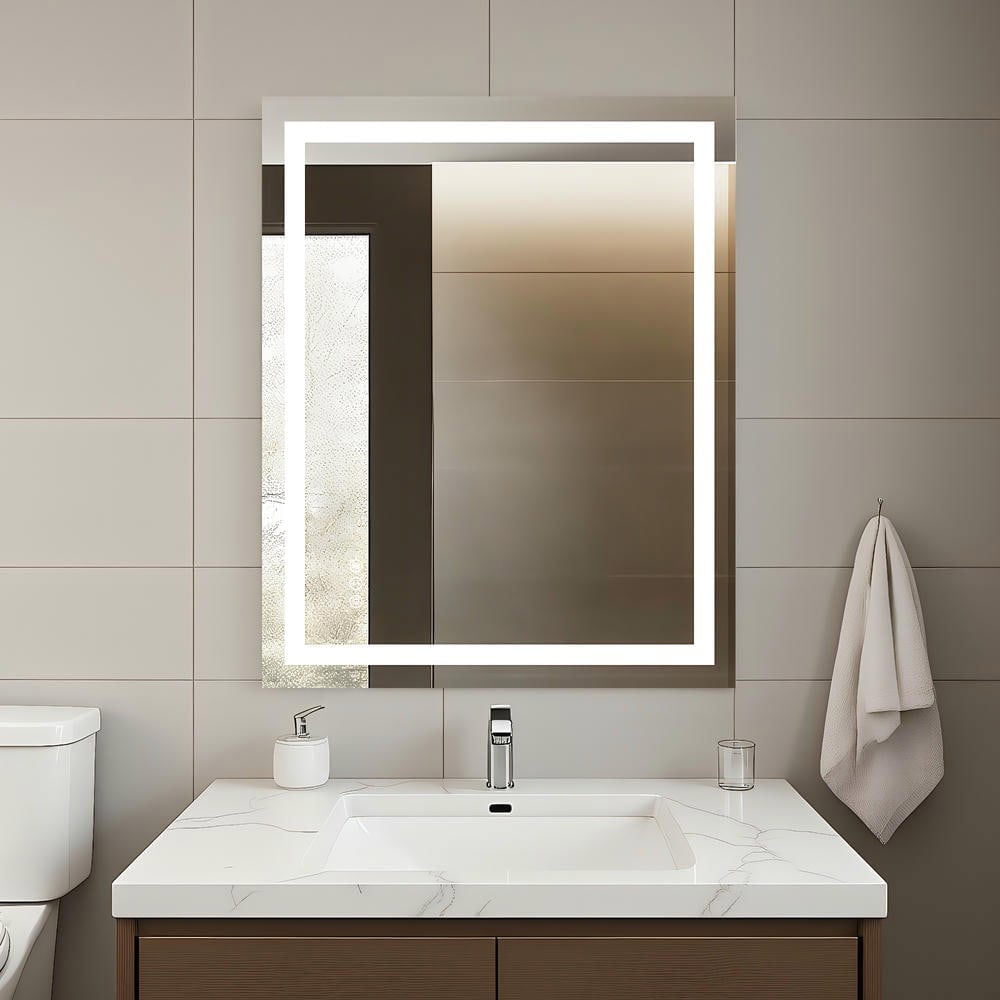 Resenkose 40x32 Inch Wide Frameless Rectangle LED Bathroom Mirror with ...
