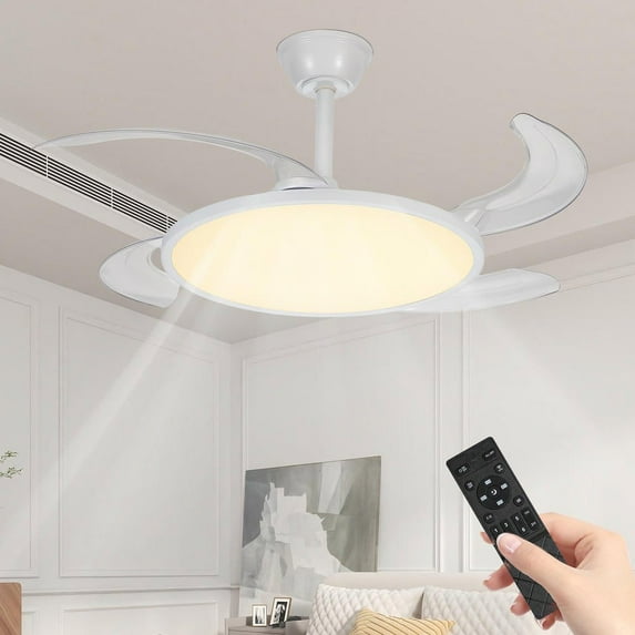 Resenkos 42-Inch Flush Mount Retractable Ceiling Fan with Integrated ...