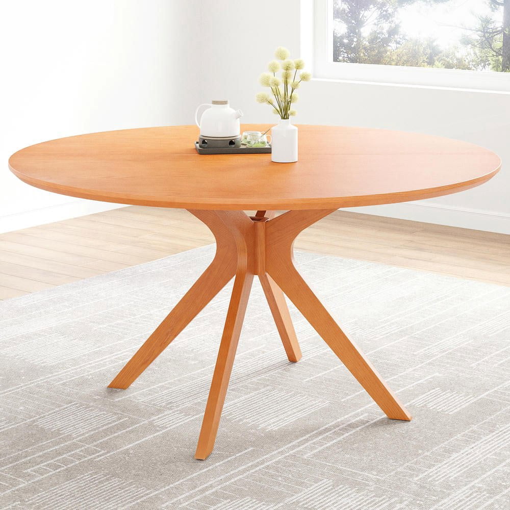Resenkos 47.2" Solid Wood Round Dining Table for 4-6 People with ...