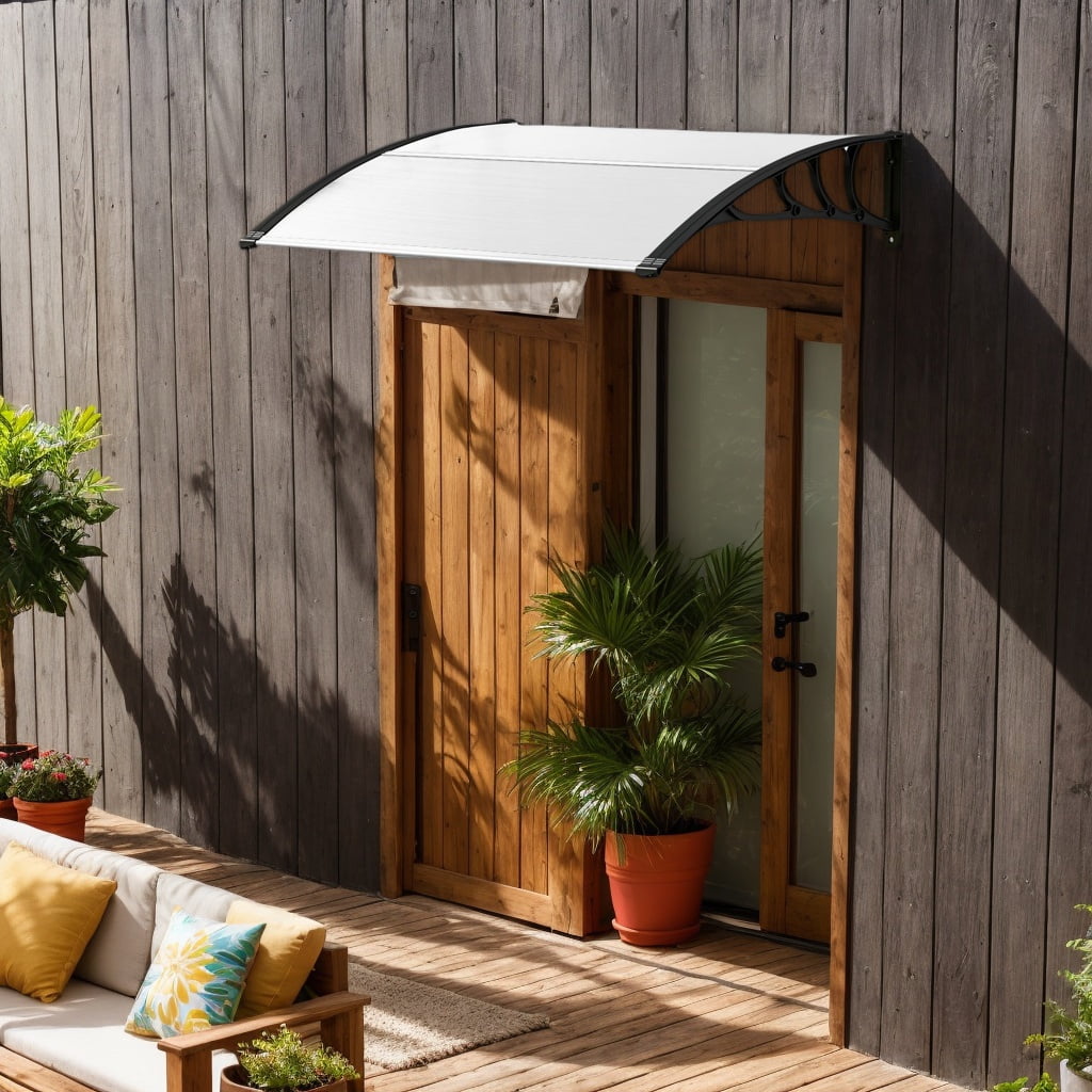 Resenkos 48 x 40 Inch Outdoor Front Door Window Awning Door Canopy ...