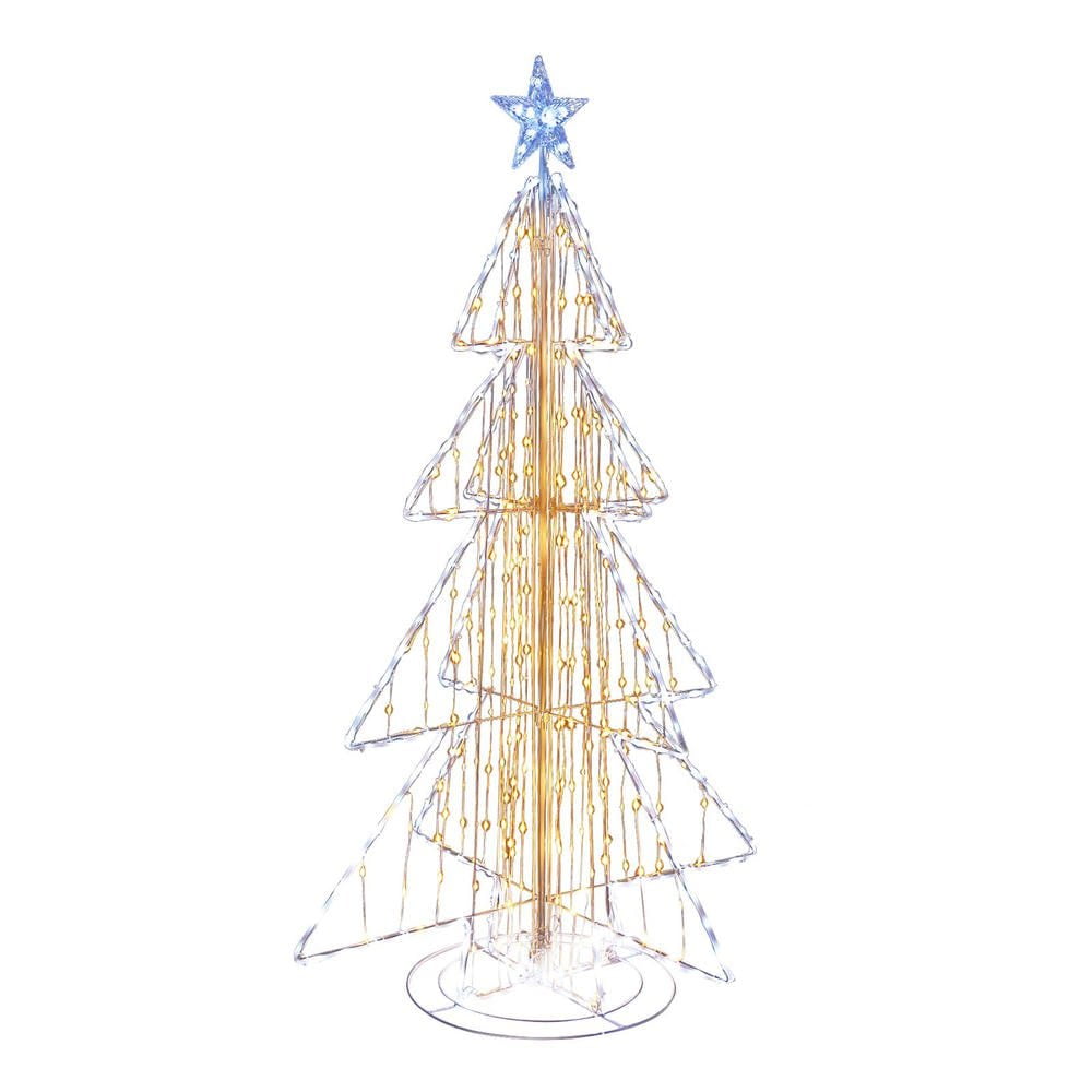 Resenkos 5-Ft Animated Christmas Tree - Warm & Cool LED Lights, White ...