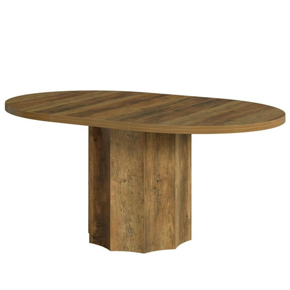 Resenkos 55" Oval Dining Table for 6, Wave-Shaped Base with Rounded ...