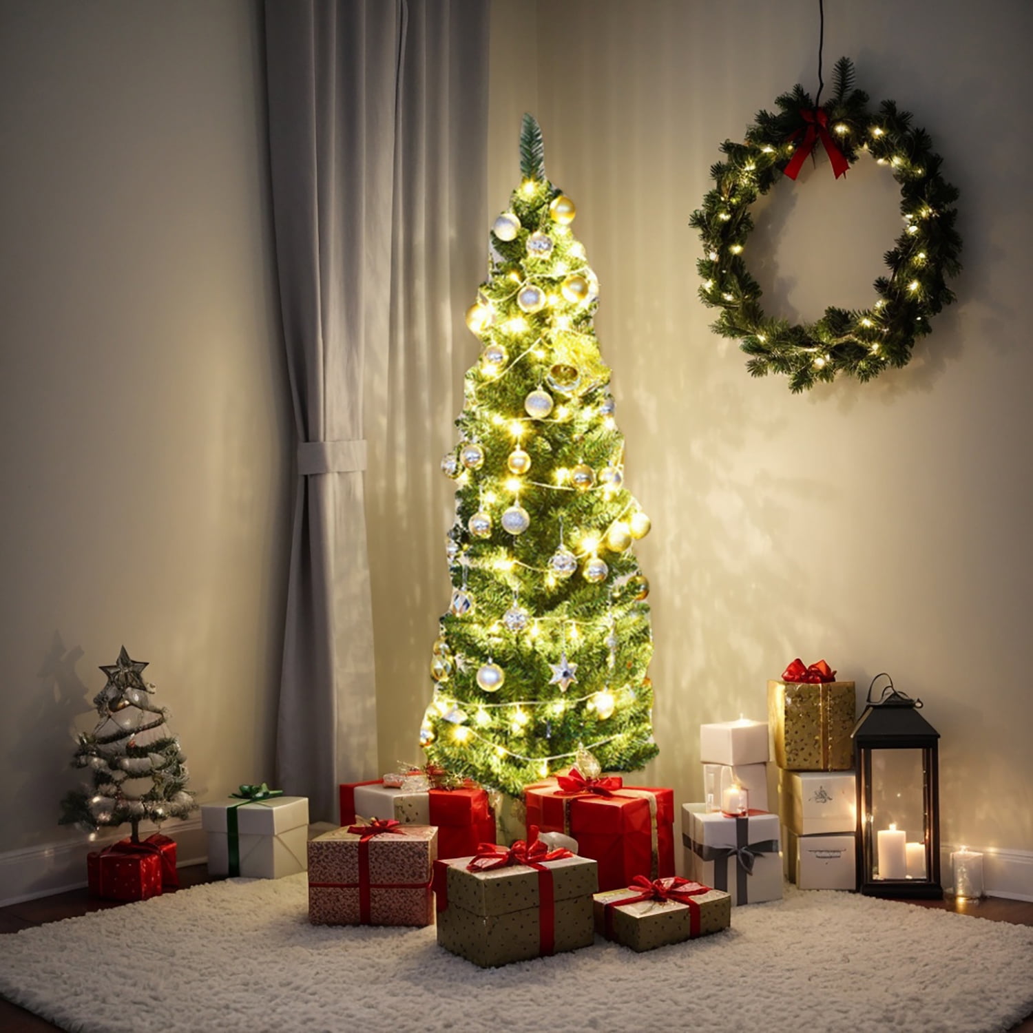 Resenkos 5ft Slim Pencil Christmas Tree - Space-Saving Design for Small ...