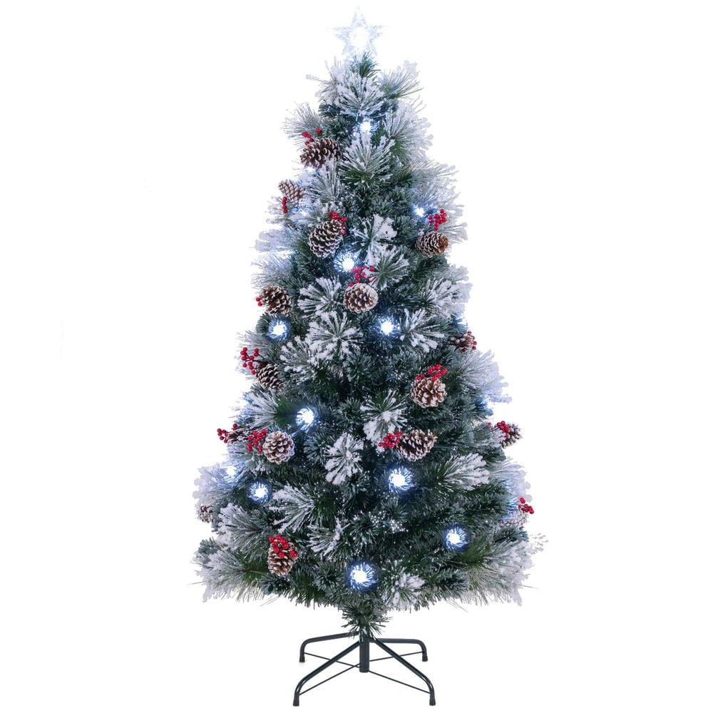Resenkos 6-Ft Flocked Christmas Tree - 8 Versatile Lighting Modes ...