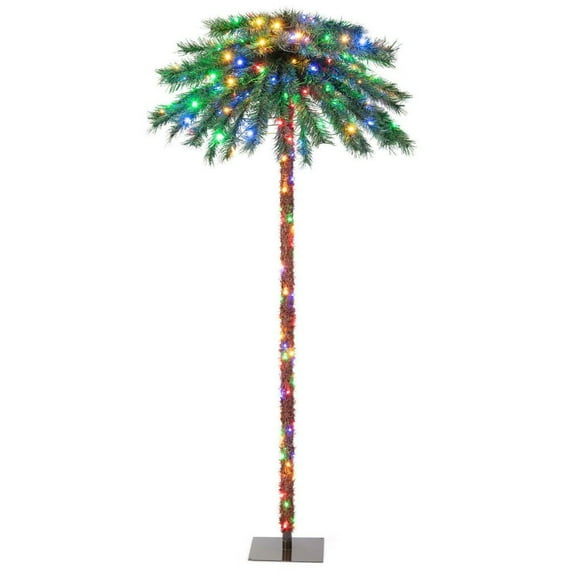 Resenkos 6-Ft Pre-Lit Artificial Tropical Christmas Palm Tree with ...