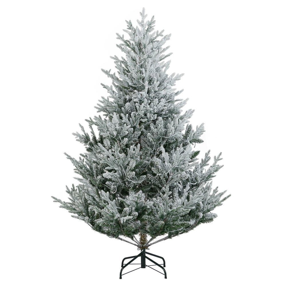 Resenkos 6-Ft Pre-Lit Snow Flocked Hinged Artificial Christmas Tree ...
