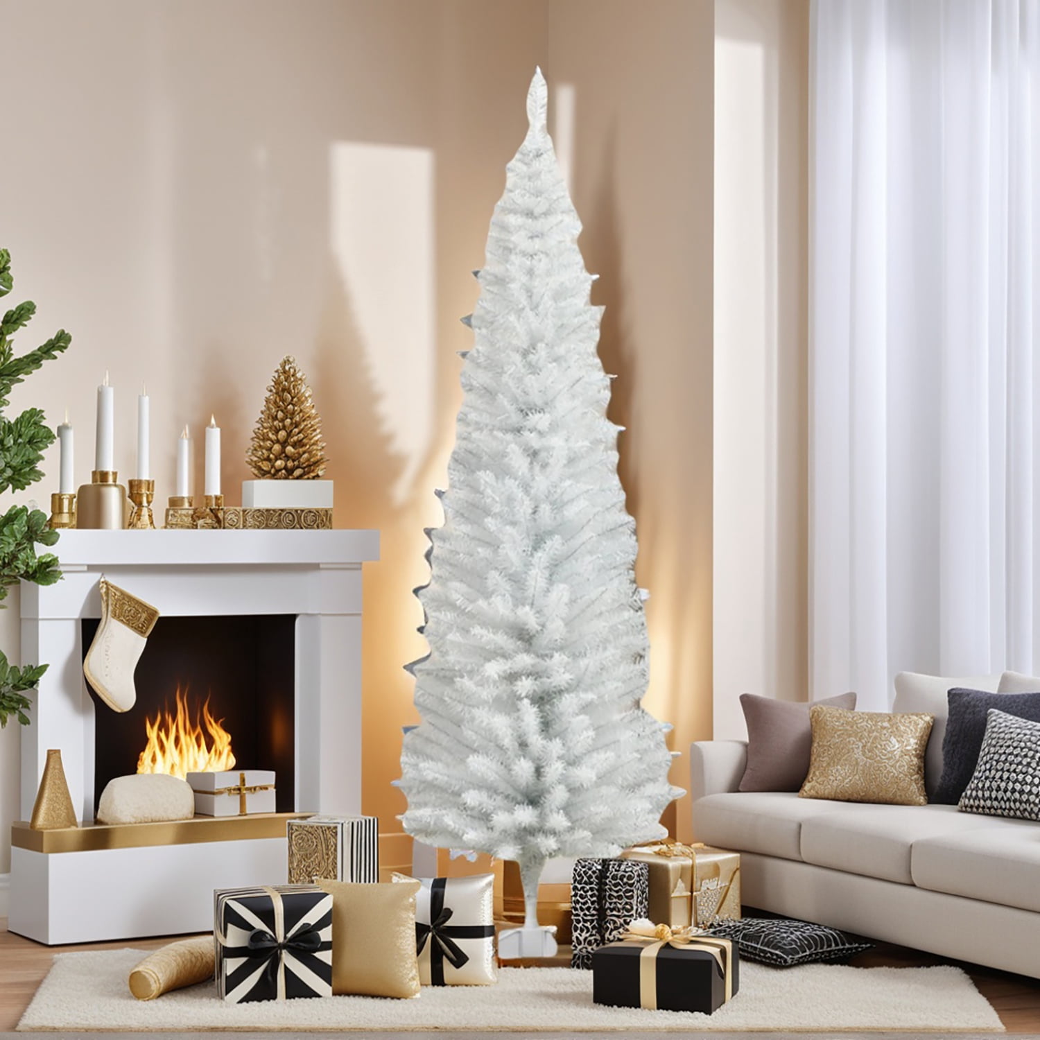 Resenkos 6 foot white Christmas tree with bracket, White - Walmart.com