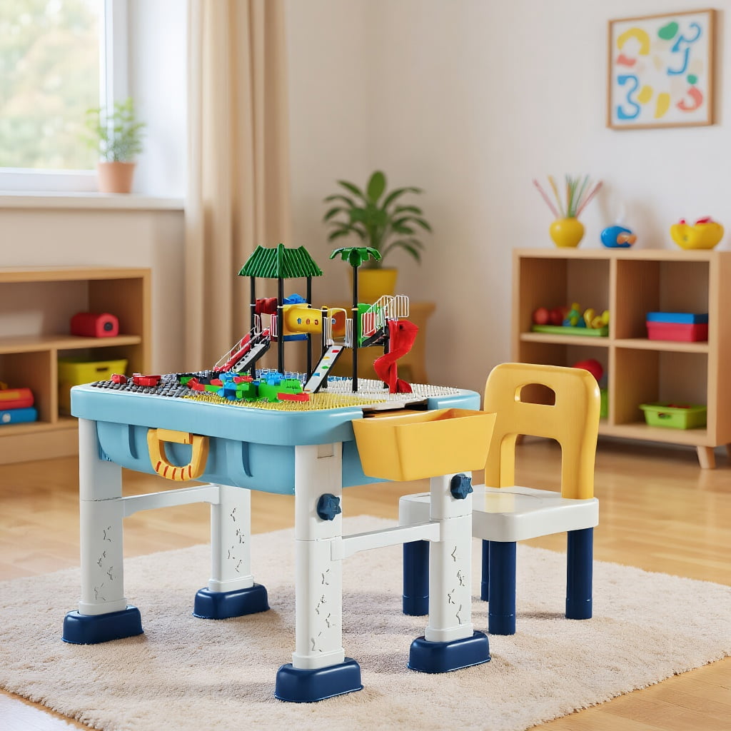 Resenkos 6-in-1 Kids Activity Table Set with Chair, Small Folding Table ...