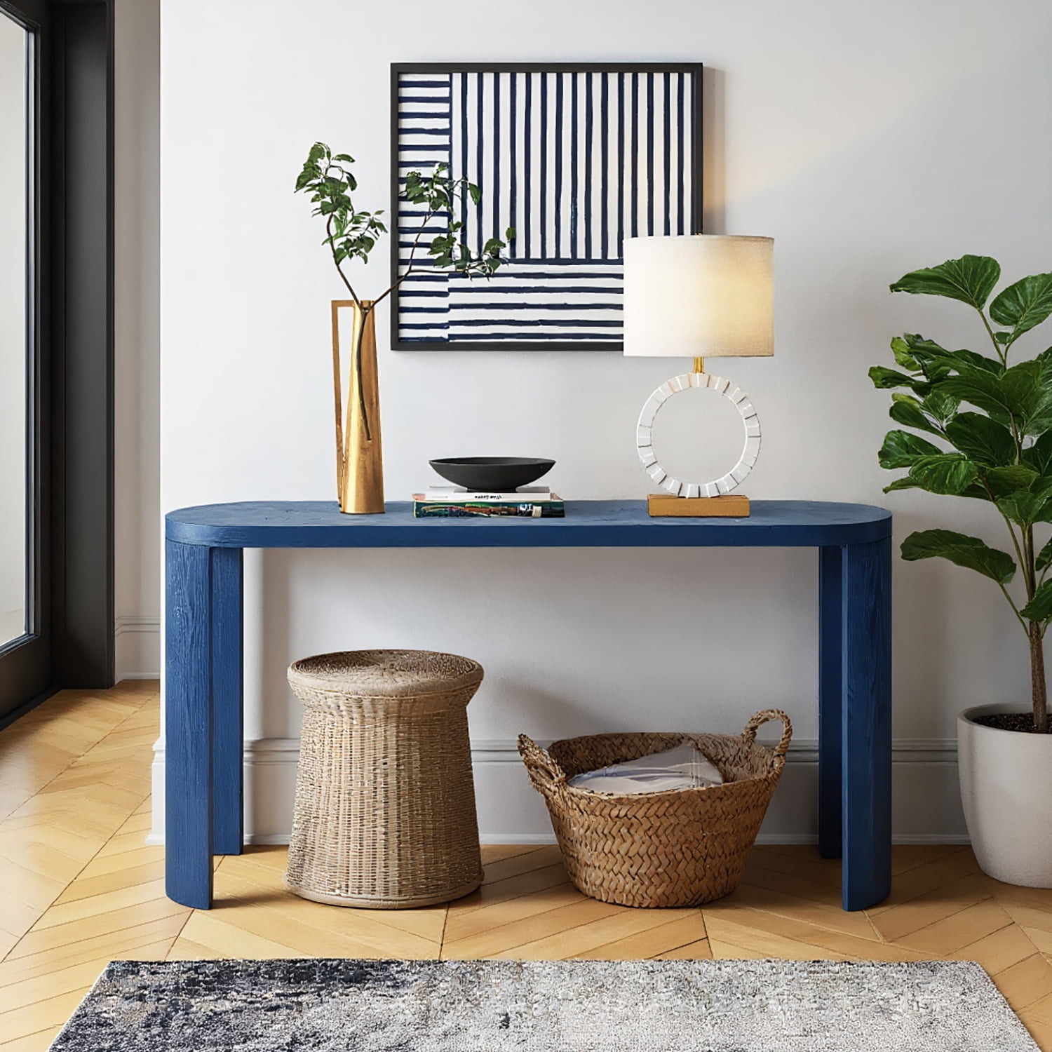 Resenkos 60'' Thick Top Entryway Table, Curved Legs, Support The ...