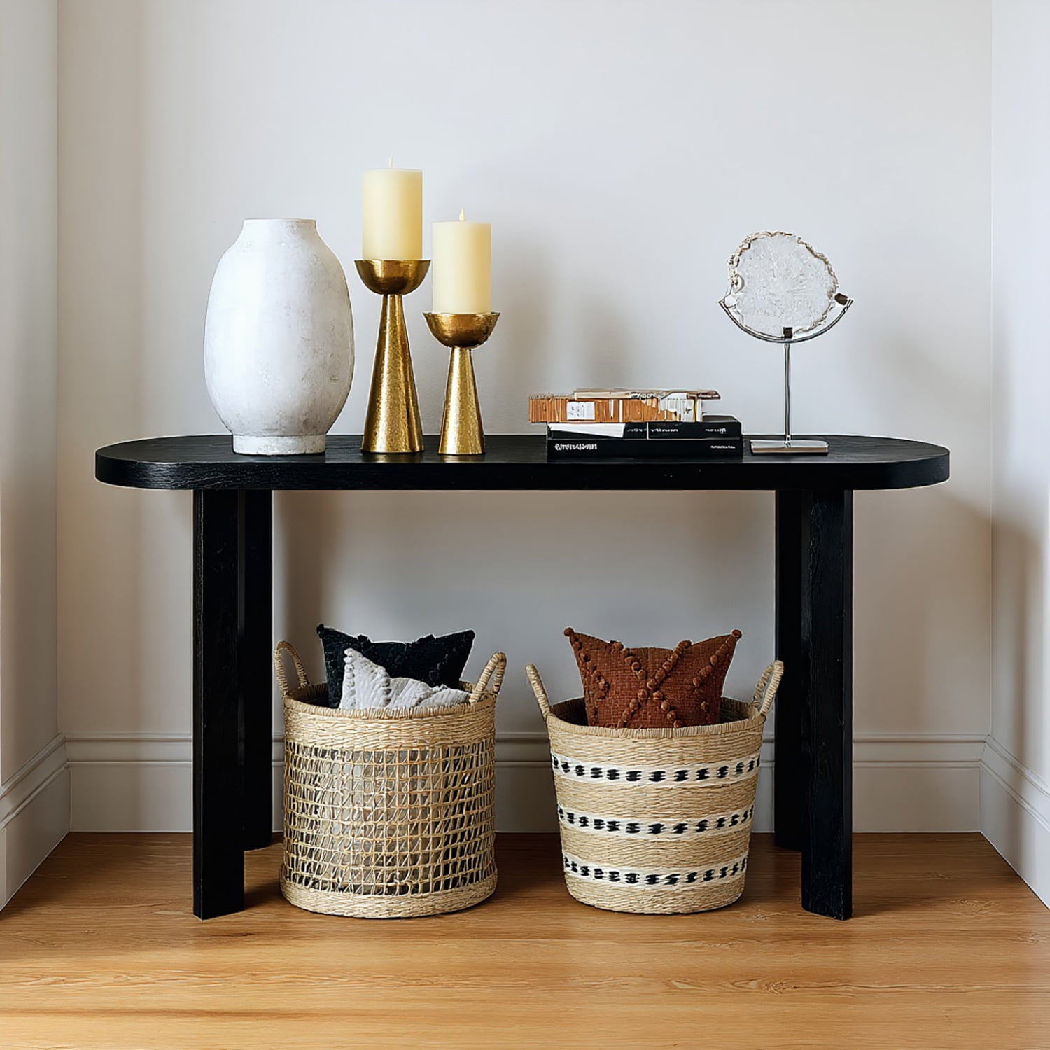Resenkos 60'' Thick Top Entryway Table with Curved Legs, Supports ...